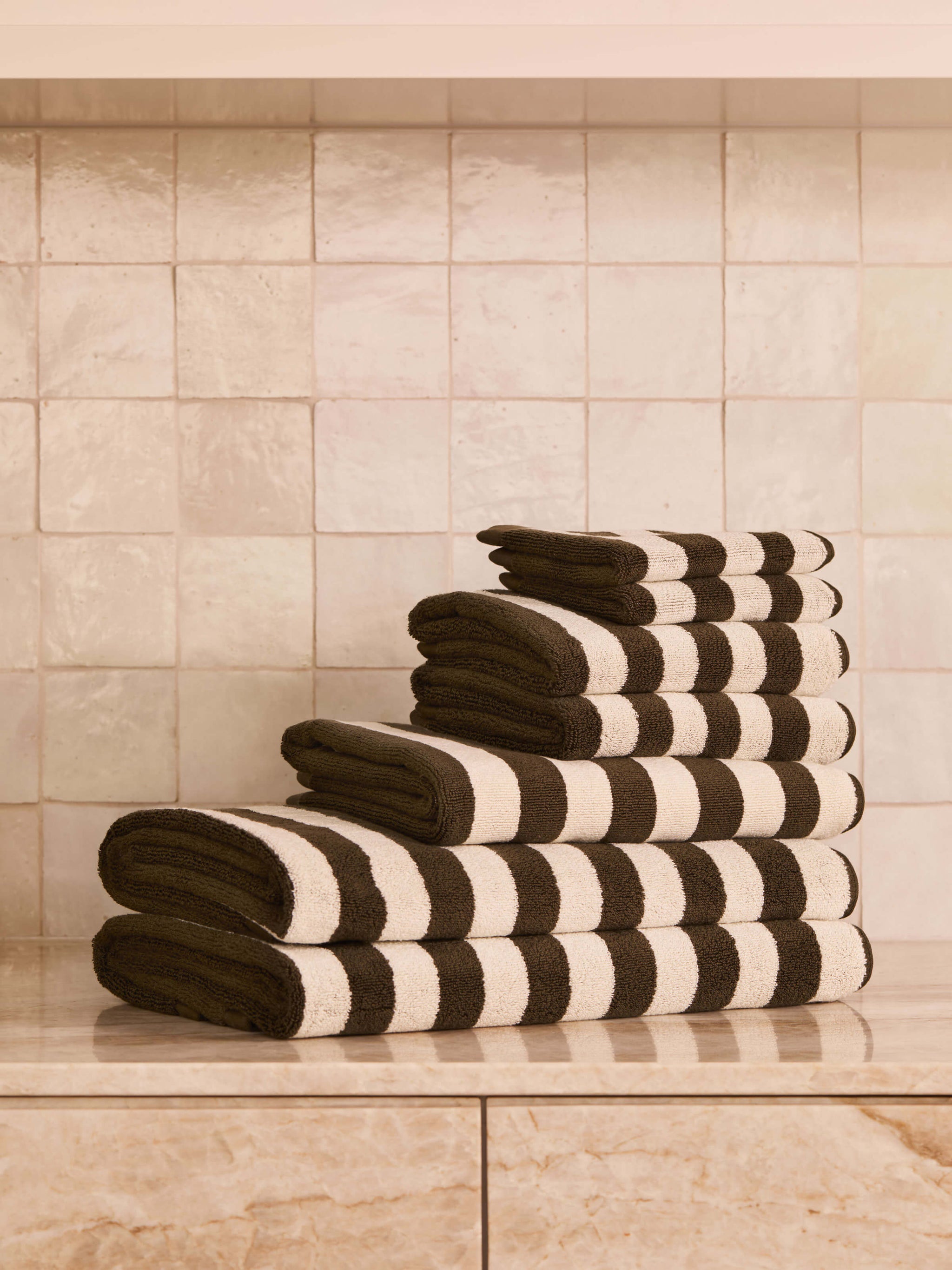 Buy Luxury Striped Olive Towels Online - Raye