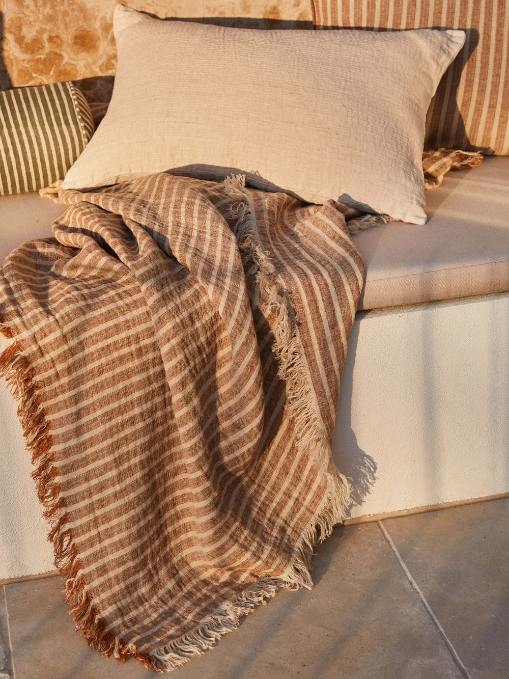 Buy Luxury Pure Linen Striped Throws Online